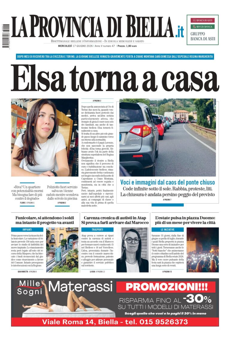 La prima pagina del giornale in edicola oggi